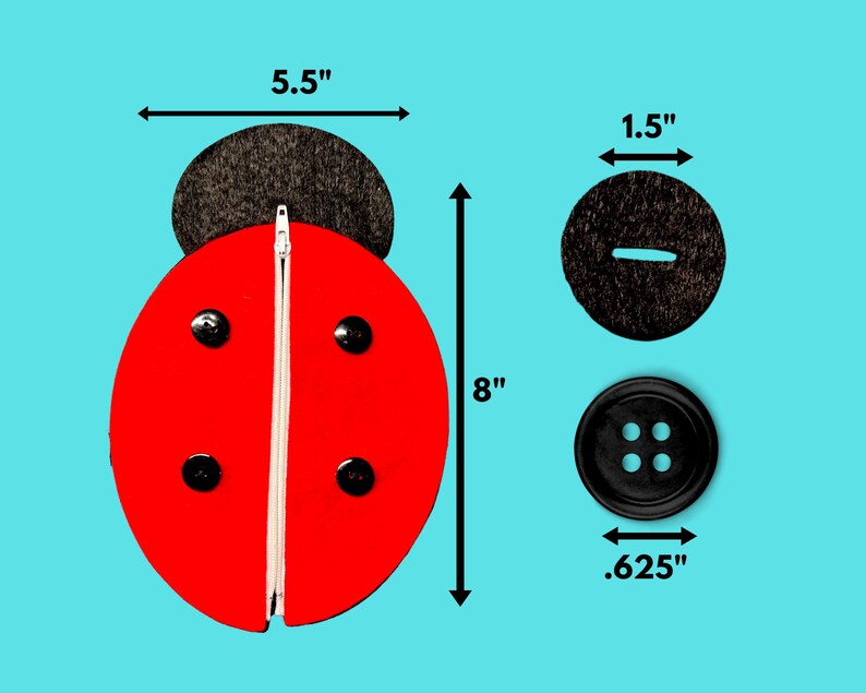 Zipper/button Ladybug and Bumble Bee Felt Manipulative Toy. Fine Motor ...