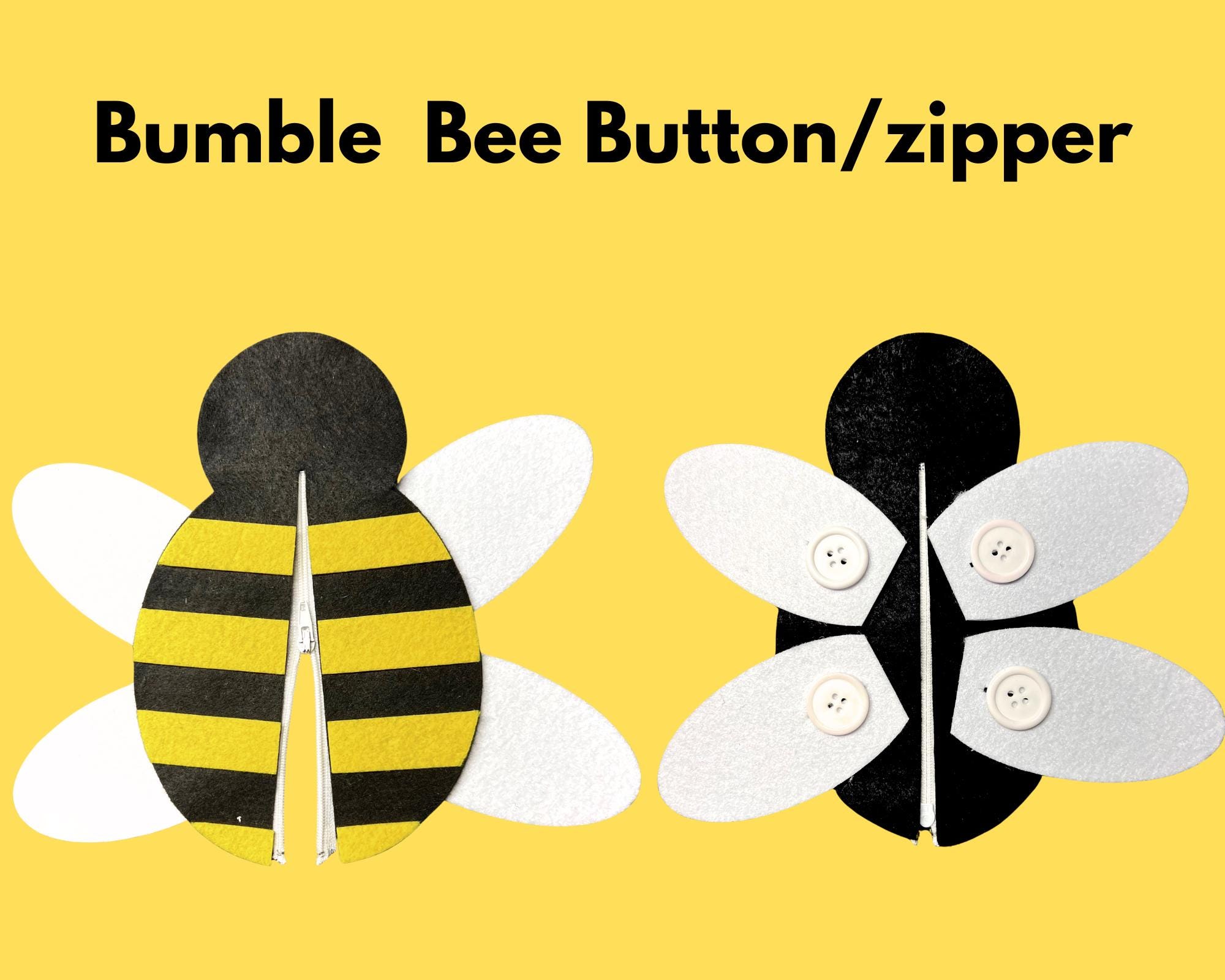 Zipper/button Ladybug and Bumble Bee Felt Manipulative Toy. Fine Motor ...