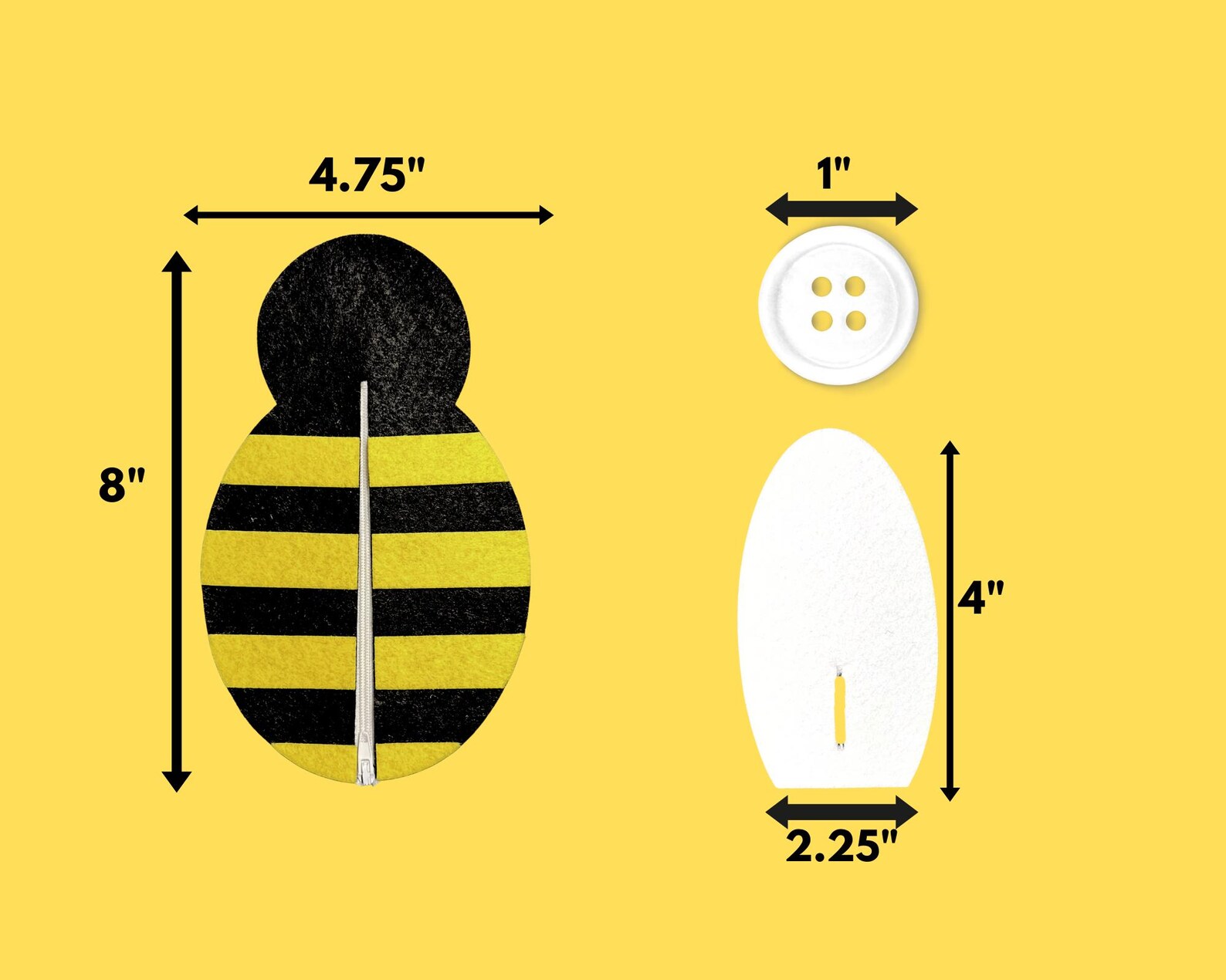 Bumble Bee Zipper/button Fine Motor Felt Toy-manipulative-toddler Toy ...