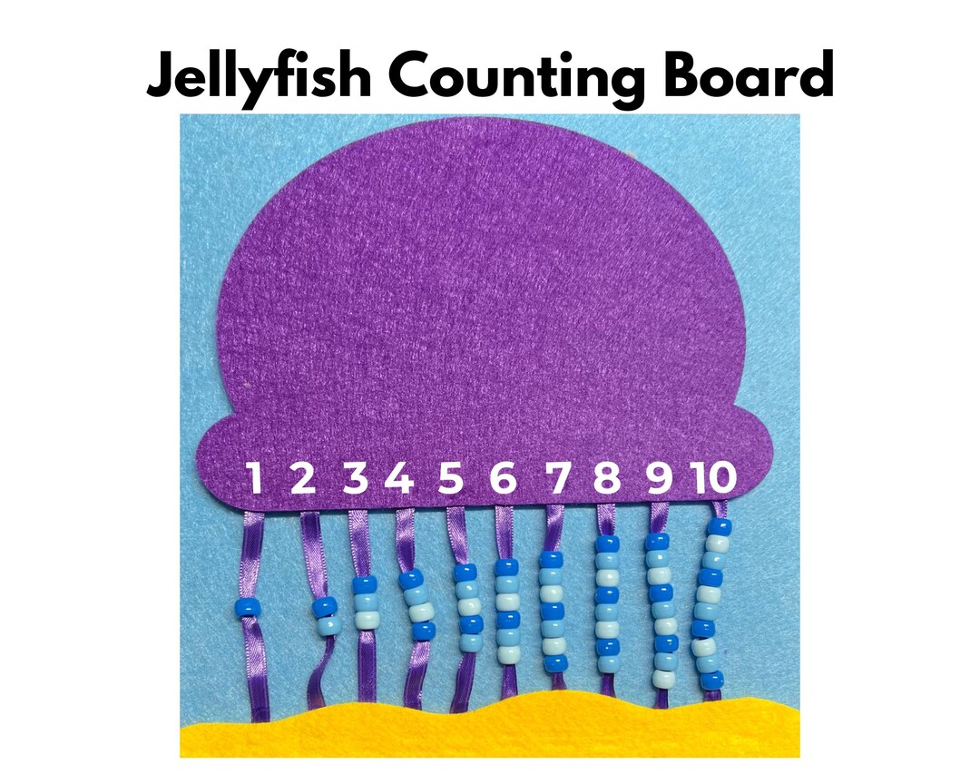 Jellyfish Counting Beads Board-cognitive/ Fine Motor Felt Montessori ...