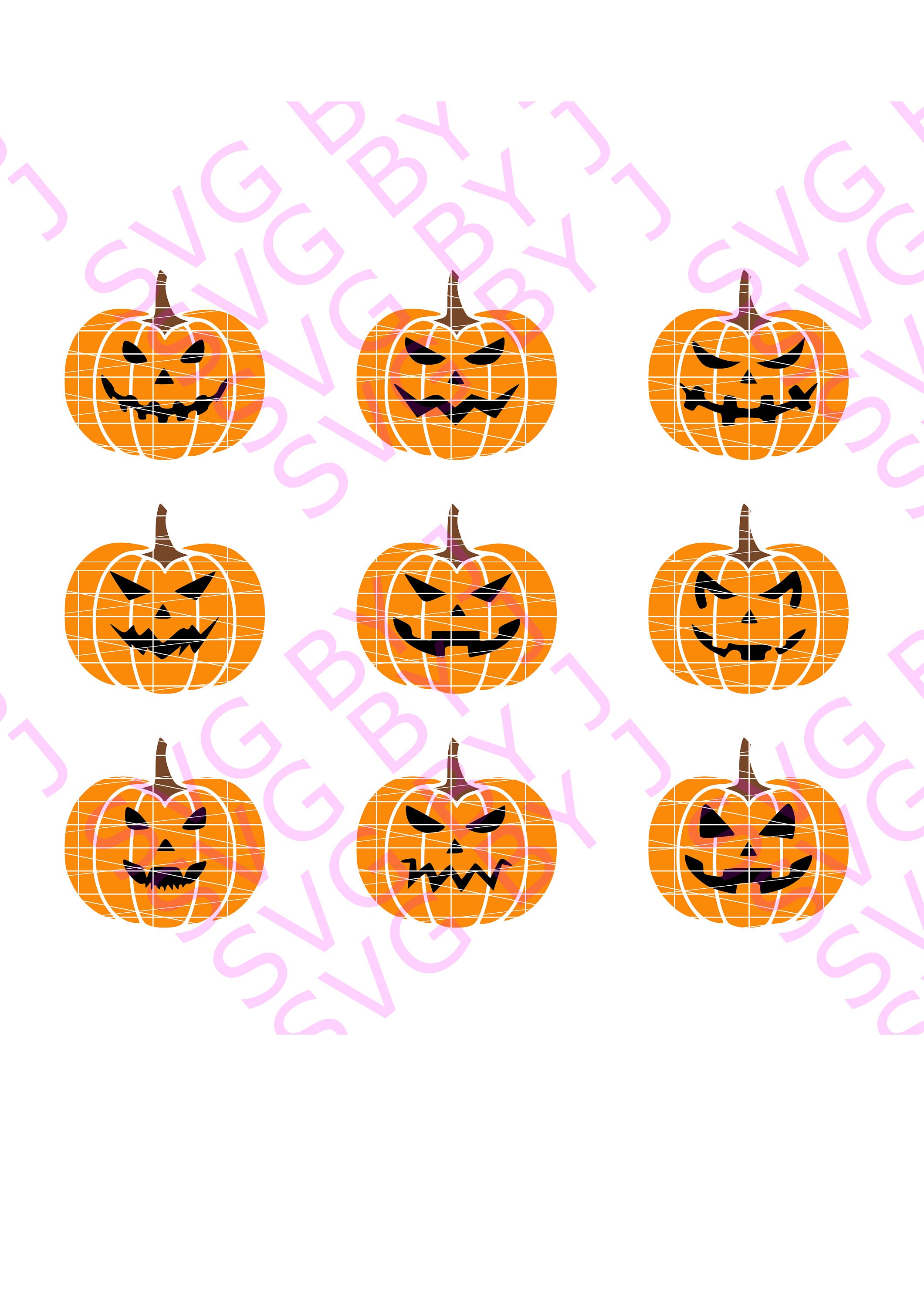 Layered 9 Halloween Pumpkin Bundle Jack O Lantern Faces Svg, Dxf, Png ...