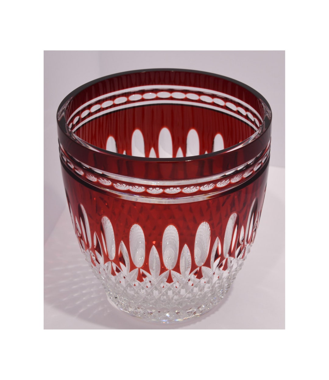 Vintage Waterford Crystal Clarendon Ruby Ice Bucket Red Cut to Clear - Etsy