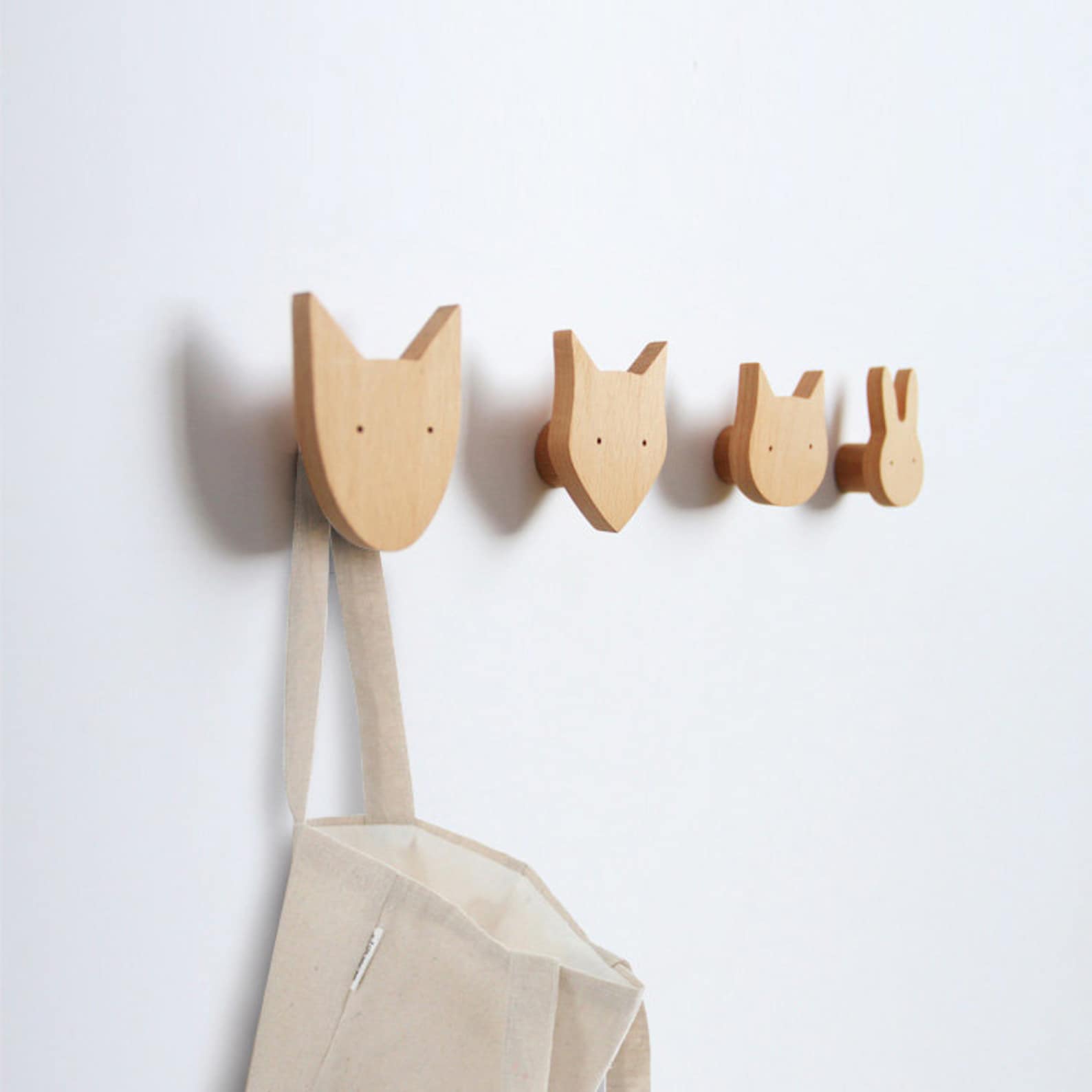 Wooden Animal Wall Hooks Set of 4 - Etsy