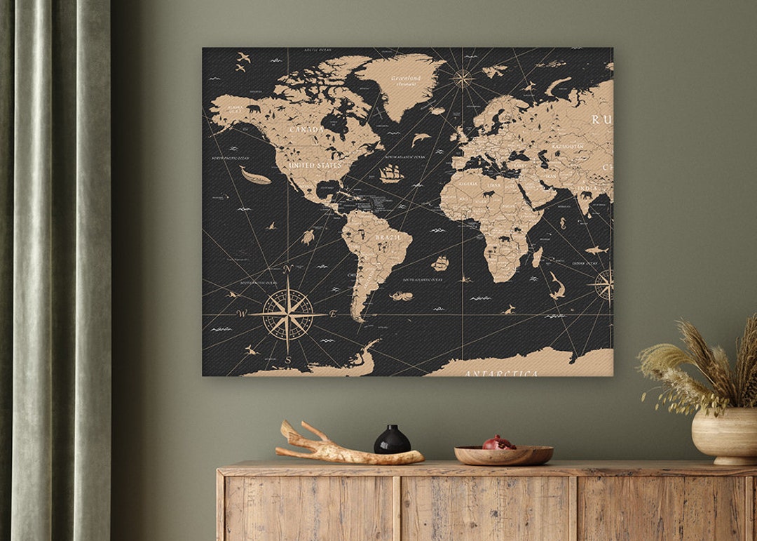World Map Wall Art Paintings Panel Wall Pictures Posters for Room ...