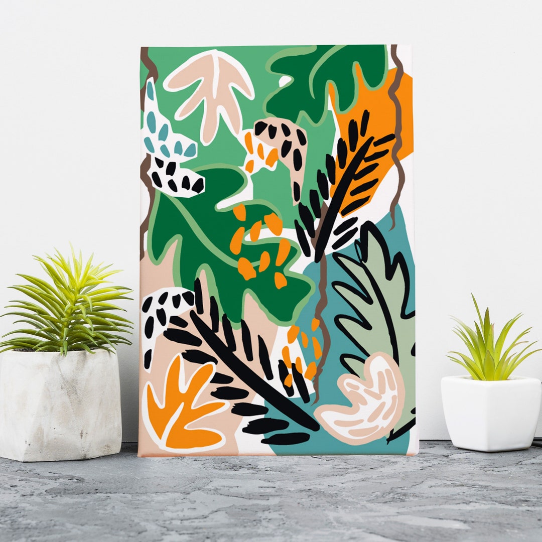 Colorful Leaves Art Design Decor DIY Paint by Number Kit- Floral Design ...