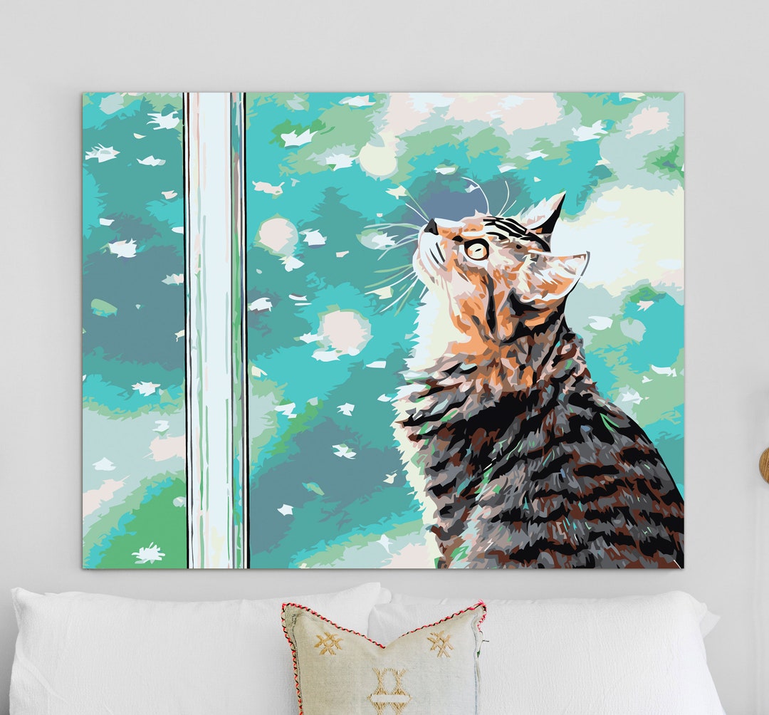 Home Sitting Window Cat Acrylic Painting Home Decor Paint by Numbers ...