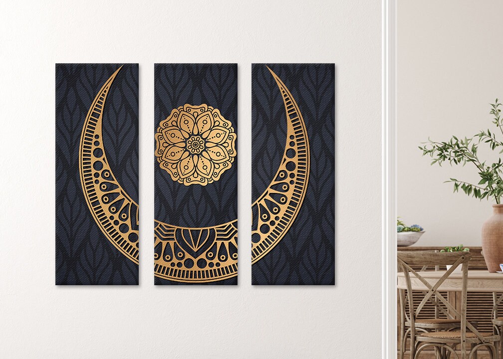 Gold Mandala Wand Kunst Gemälde Panel Wand Bilder Poster für | Etsy