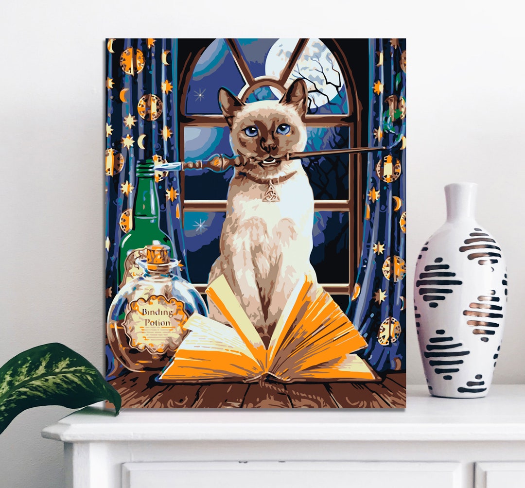 Sabrina Cat Magic Book Art Design Decor DIY Paint by Number Kit Acrylic ...