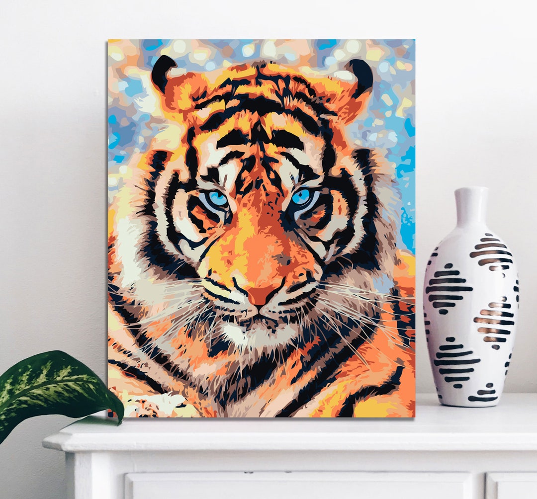 Colorful Tiger Portrait Blue Eyed Tiger Paint Number With/without Frame ...