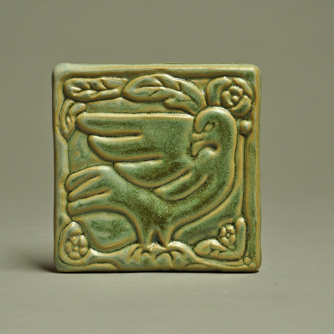 6x6 Tile in Sage Green Matte-dove Motif Arts and Crafts Inspired - Etsy