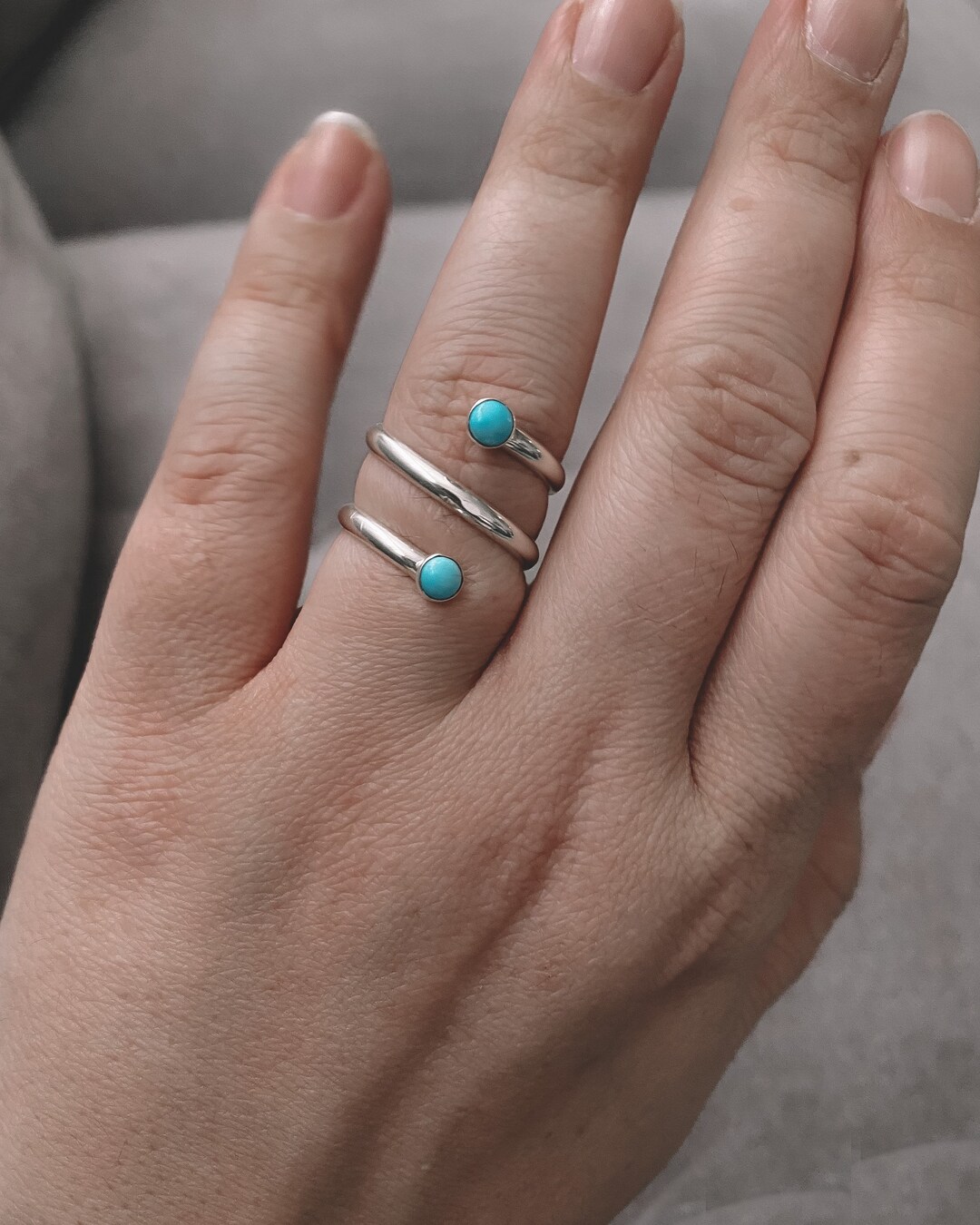 Wrap Around Spiral Genuine Turquoise Ring Native American Handmade ...