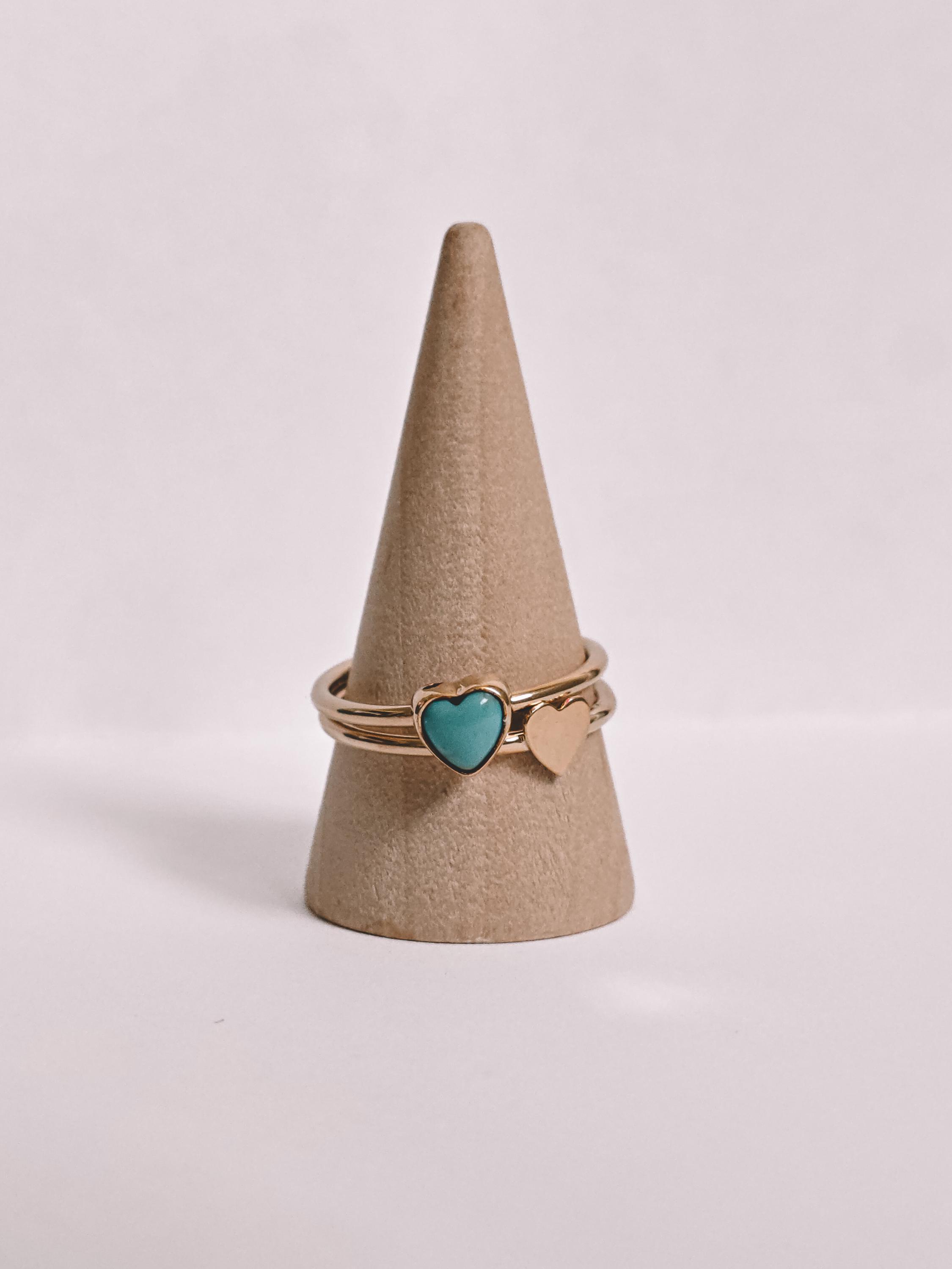 Turquoise and Sterling Heart Stacker Set - Etsy