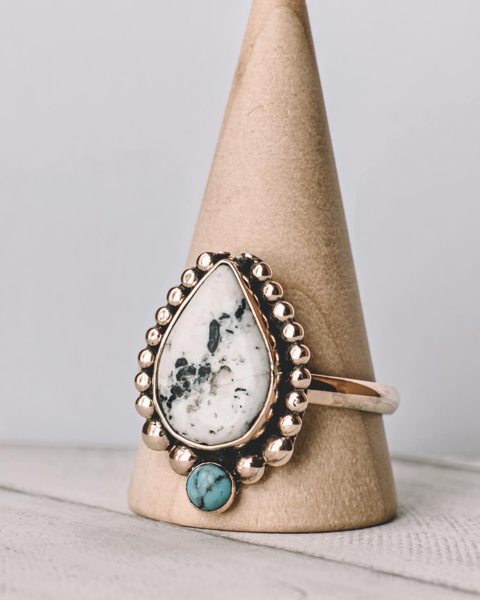 White Buffalo and Turquoise Ring - Etsy