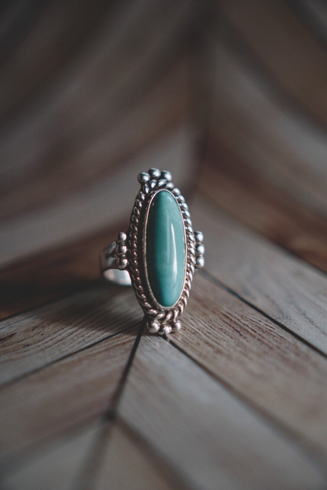 Beaded Detail Long Turquoise Ring - Etsy