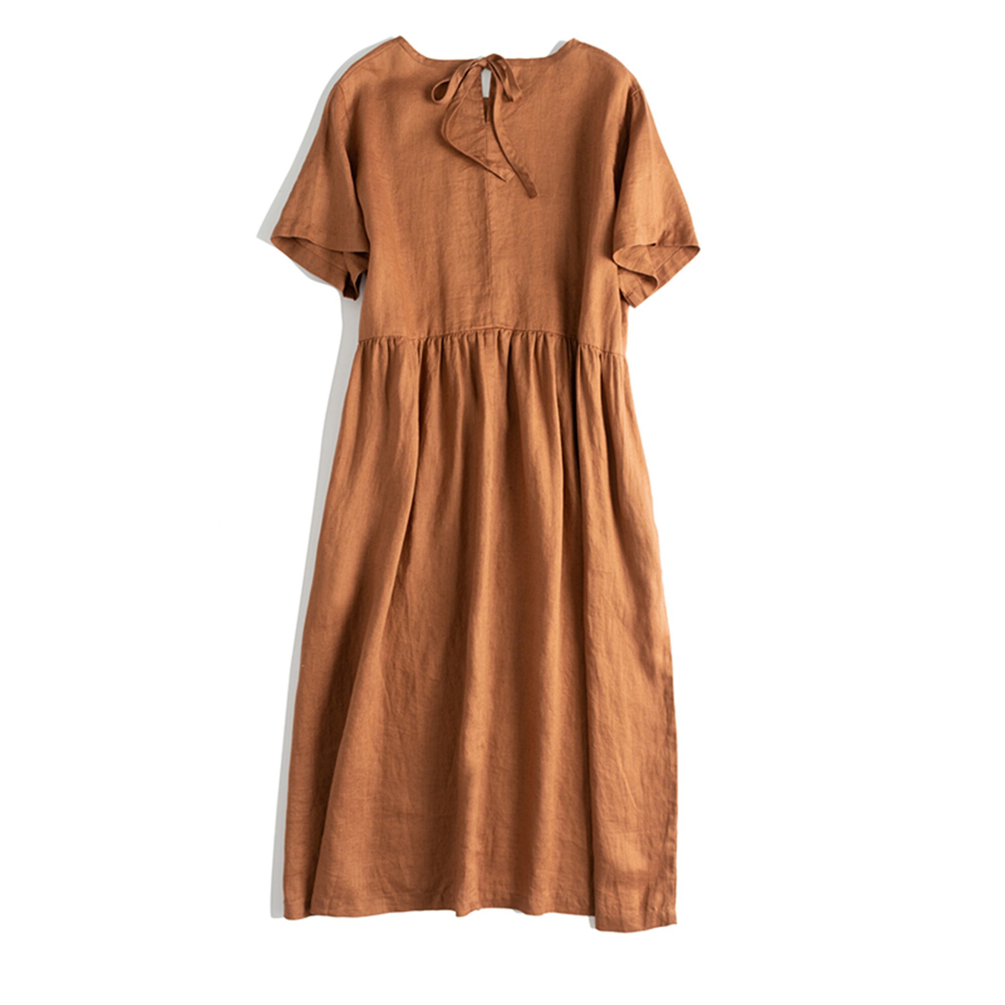 Linen Dress/midi Dress With Side Pockets/ Midi Dress /solid - Etsy