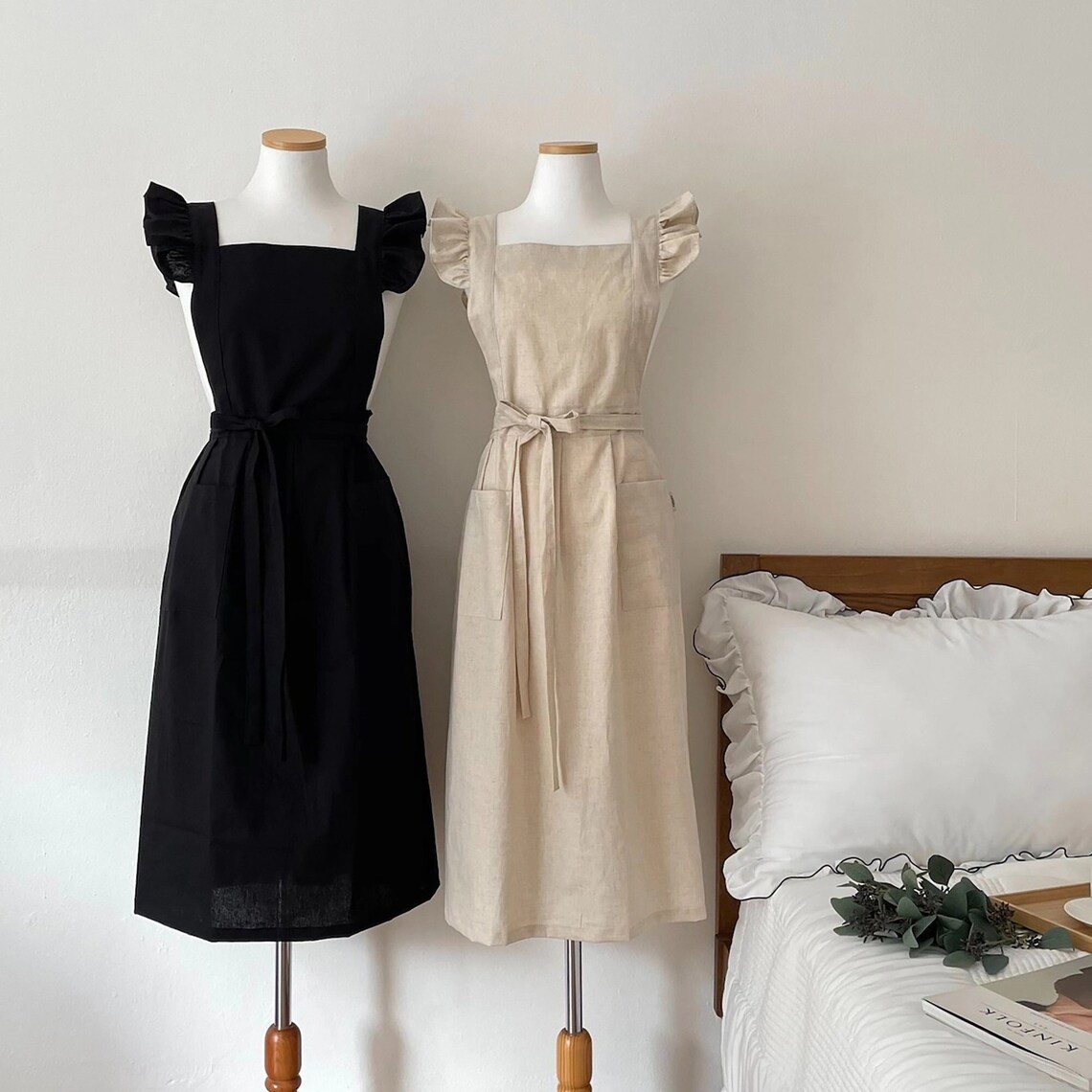 Linen Apron / Dancing Skirt / Flower Shop Milk Tea Shop Art Student ...