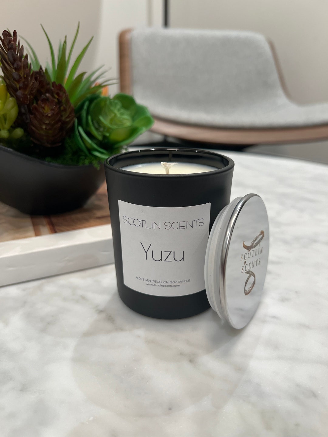 Yuzu | 6 Oz Soy Candle | Matte Black Jar - Etsy