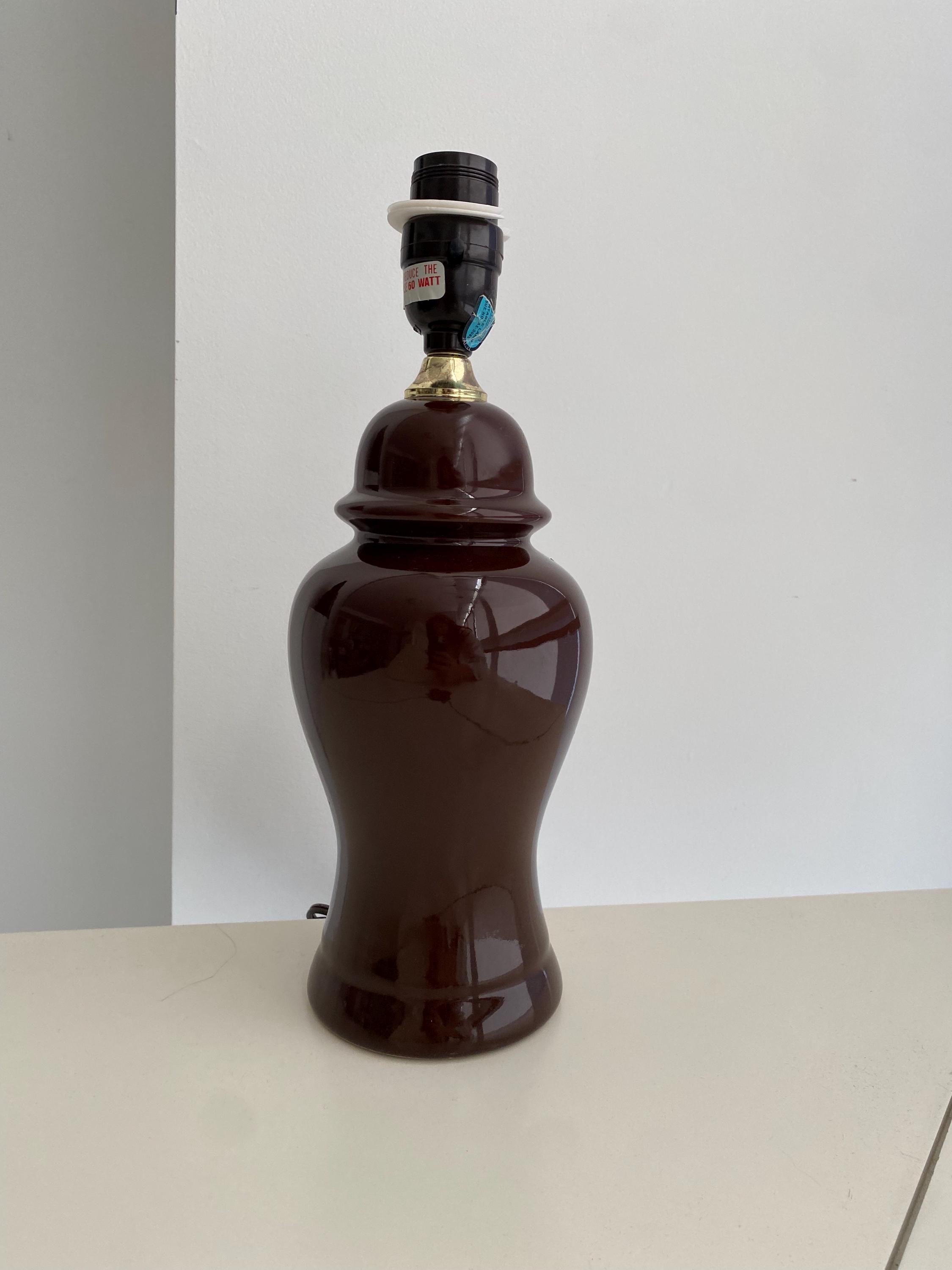 1960s Vintage Brown Glaze Ginger Jar Table Lamp MCM Midcentury Modern ...