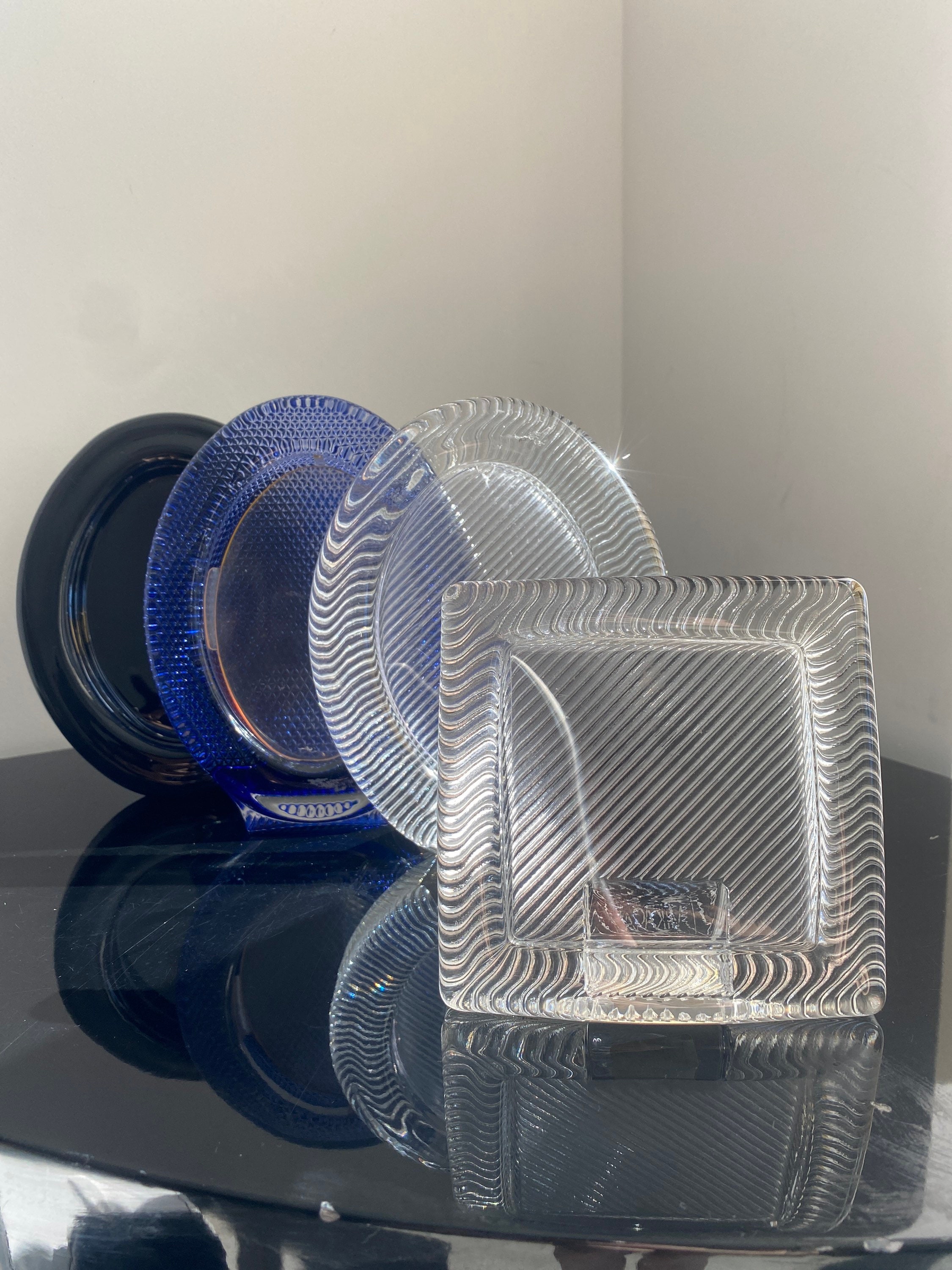 1990s Vintage Mikasa Photo Frames Oval Black Clear and Blue Tabletop ...