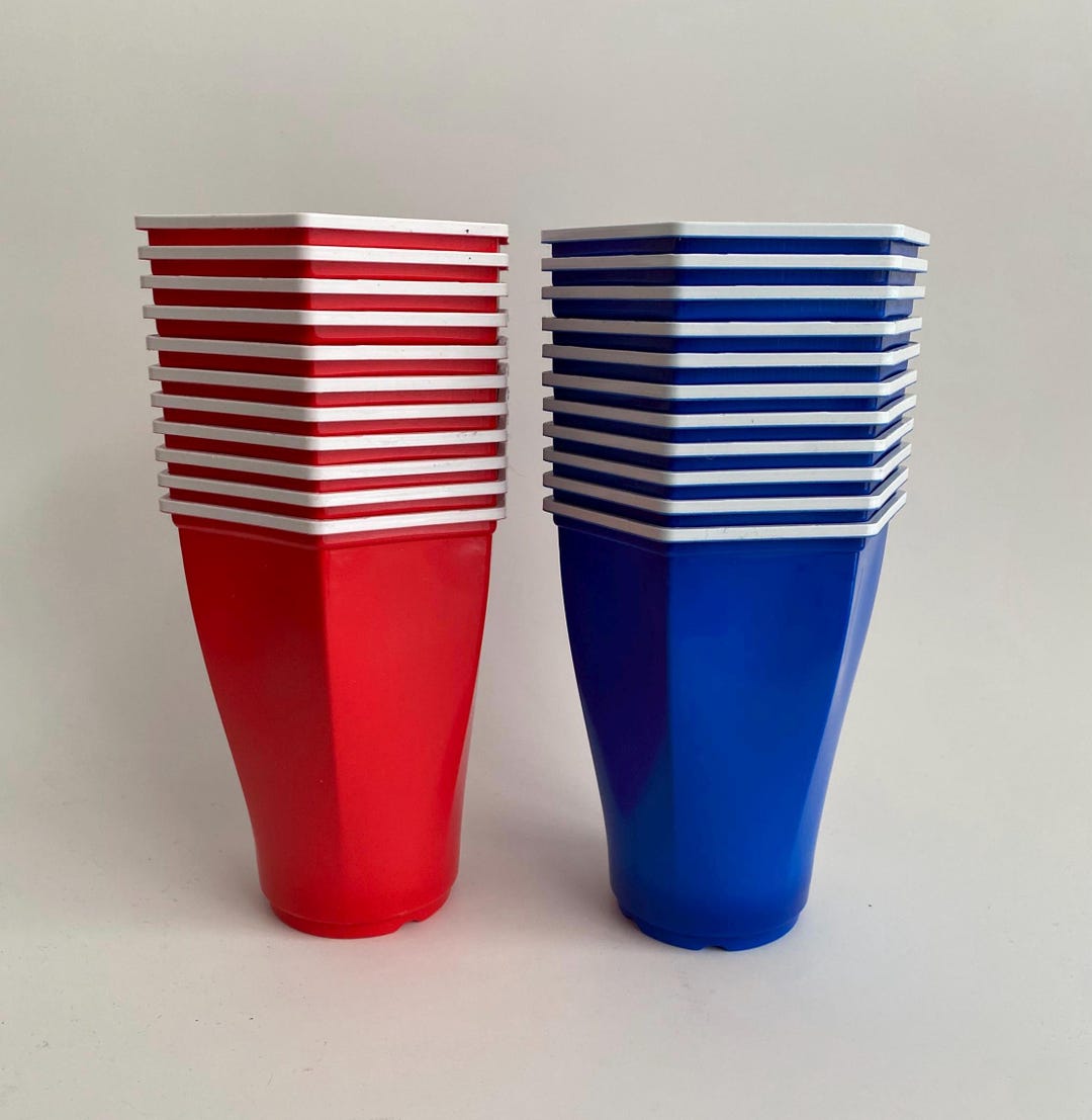 Hexagonal 16 Oz Plastic Cups, Hexagon Cups Red and Blue Party Cups 22 ...