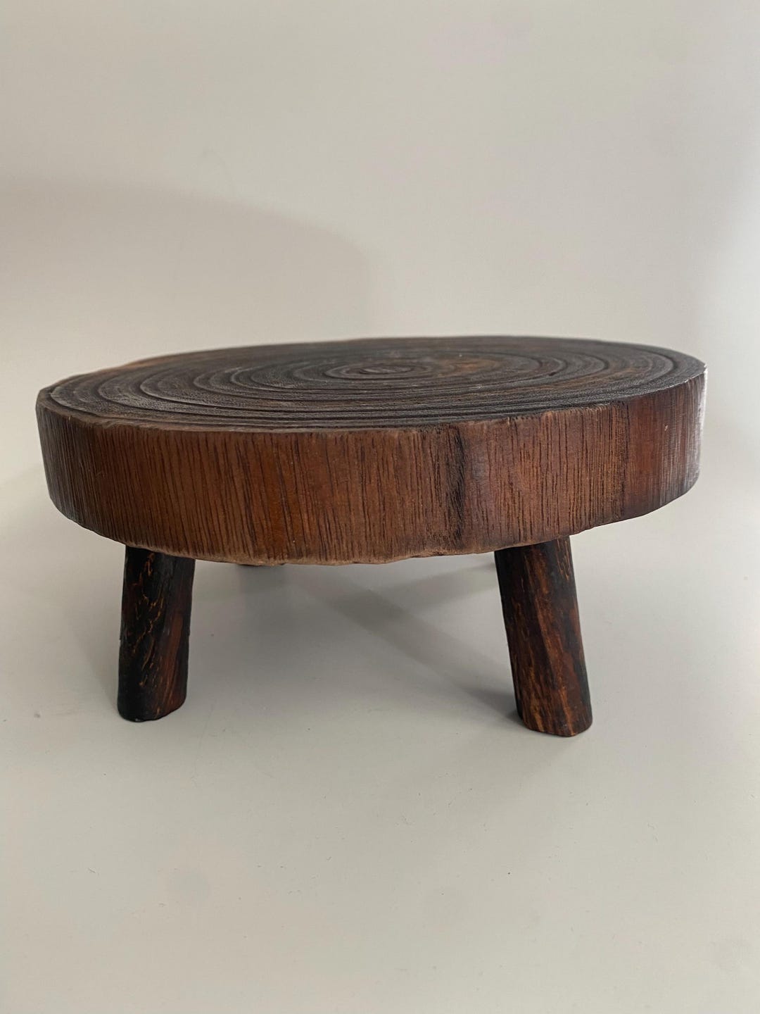 Wood Plant Riser Stand Round Stool Bonsai Holder Potted Display Shelf ...