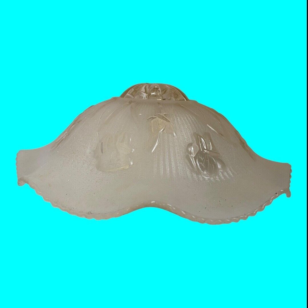 Jeanette Glass Ceiling Light Fixture IRIS HERRINGBONE Frosted Ruffled ...