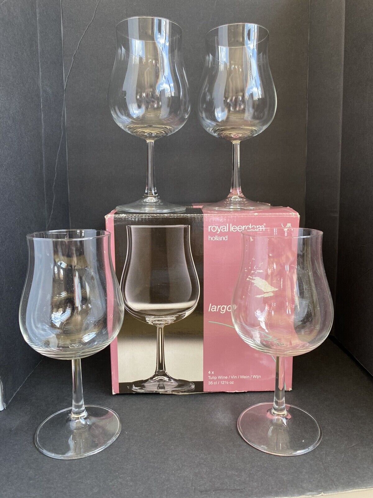 4 Royal Leerdam Holland LARGO Tulip Wine Glasses Vtg 12.5 Oz 6.75 Tall Set 2 - Etsy