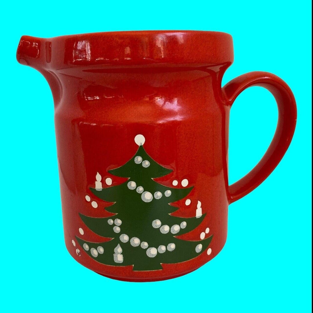 Red Christmas Tree Pitcher Green Tree Waechtersbach Germany Ceramic 1 ...