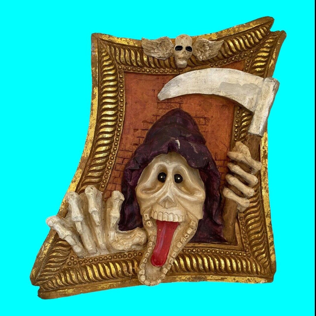 Vtg 3-D Spooky Hollow Grim Reaper Halloween Wall Plaque 14x13 Jo-ann ...