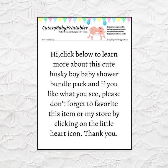 Paper & Party Supplies Party Supplies Party Décor It's a boy husky ...