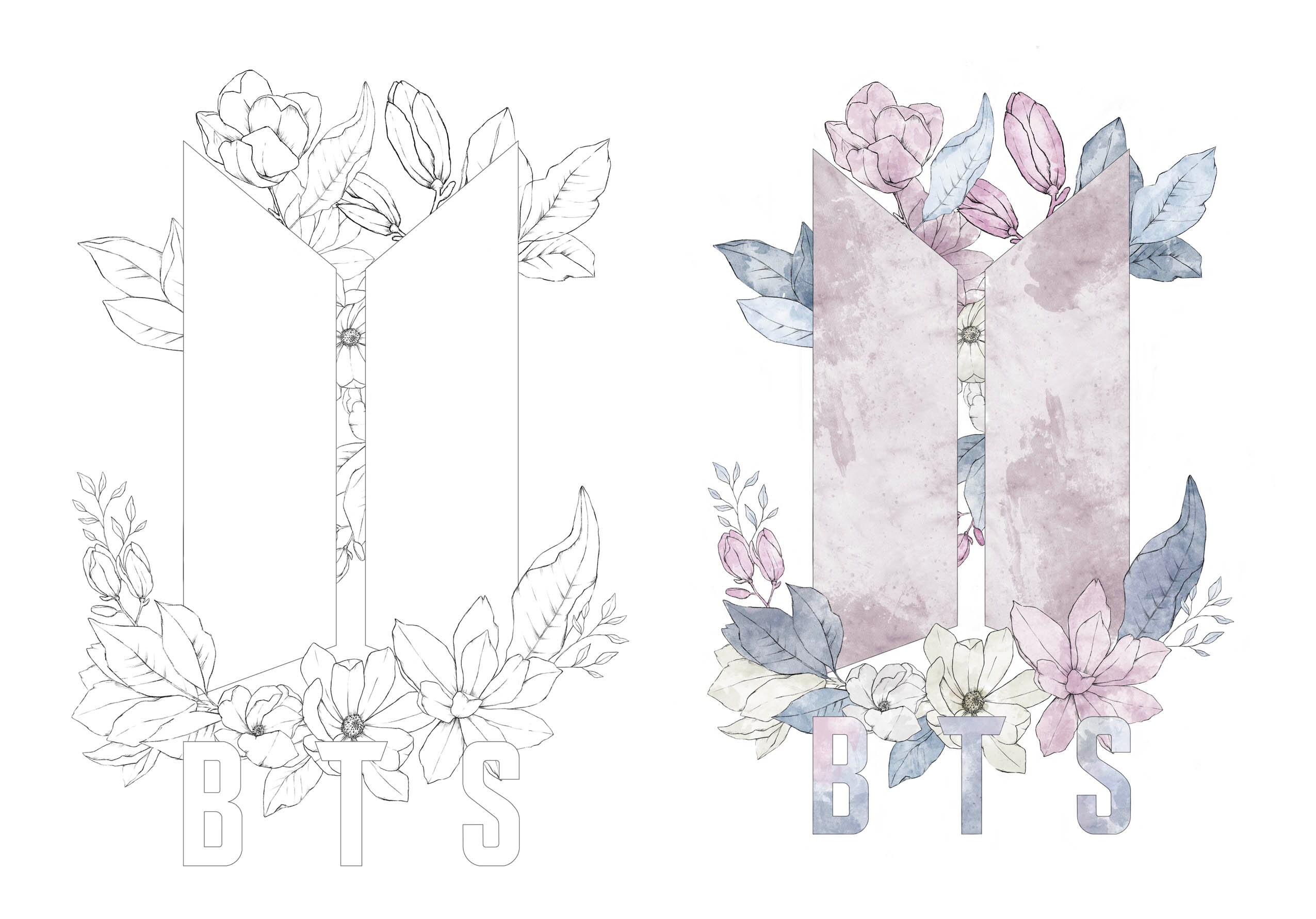 BTS Graphics, Painting, Watercolor, Clip Art Digital Files 300dpi, PNG ...