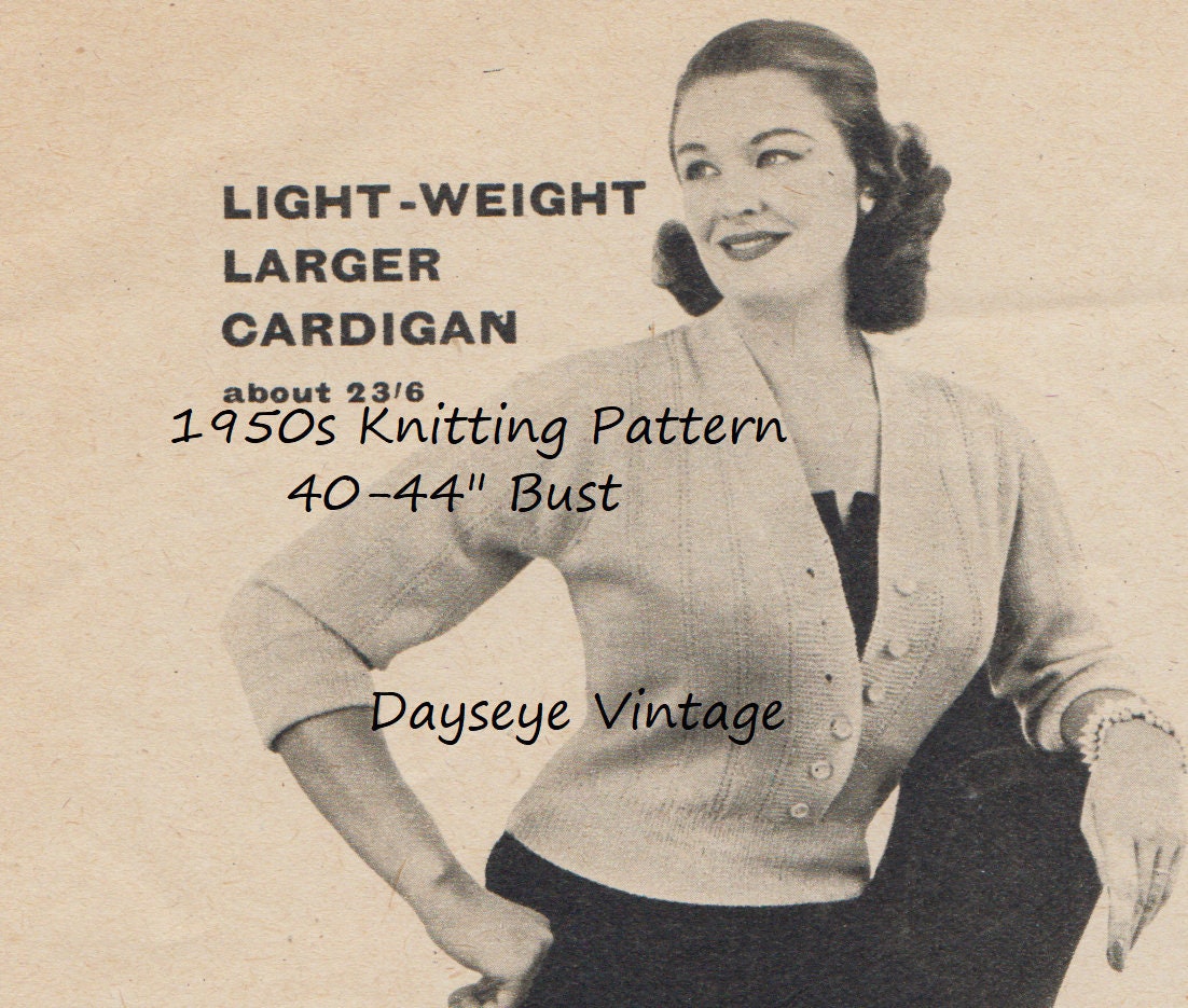 1950s 40-44 Bust Cardigan Classic Light Weight Knitting - Etsy