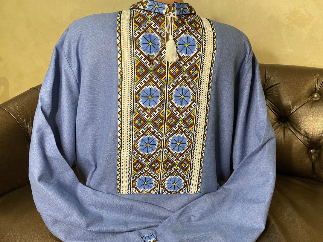 Blue Vyshyvanka Men Ukrainian Vyshyvanka, Made in Ukraine,vyshyvanka ...