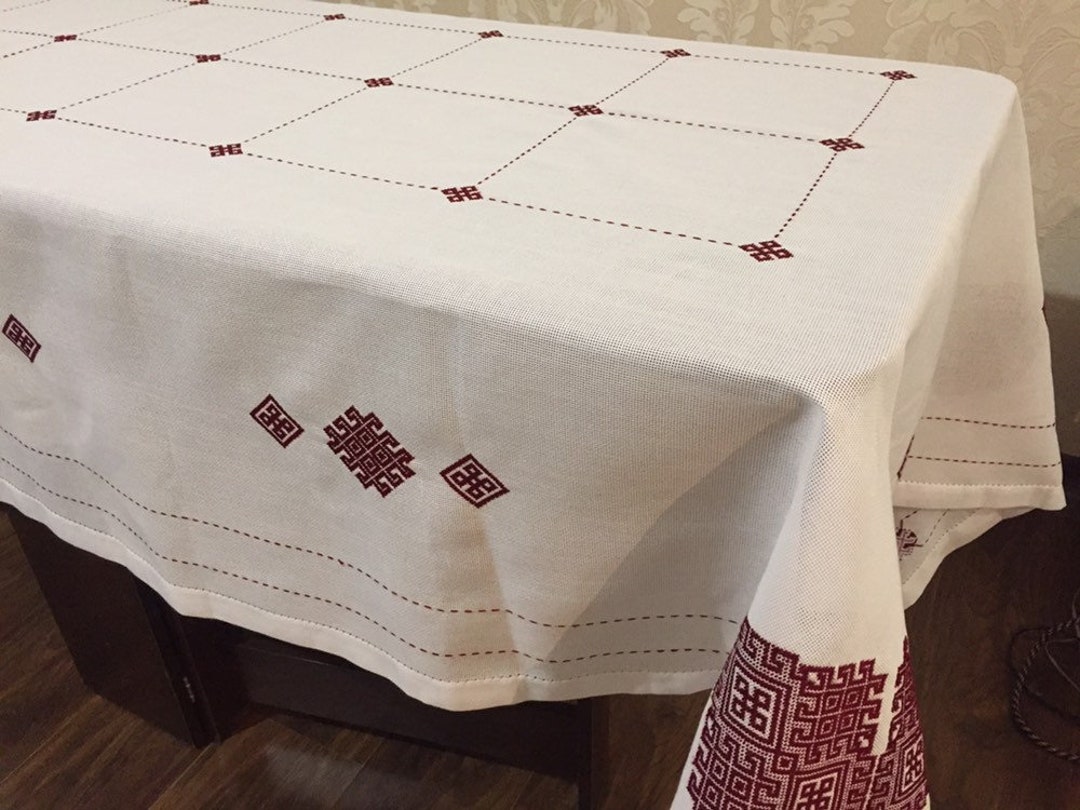 Christmas White Ukrainian Tablecloth - Easter Tablecloth. Wedding Gift ...