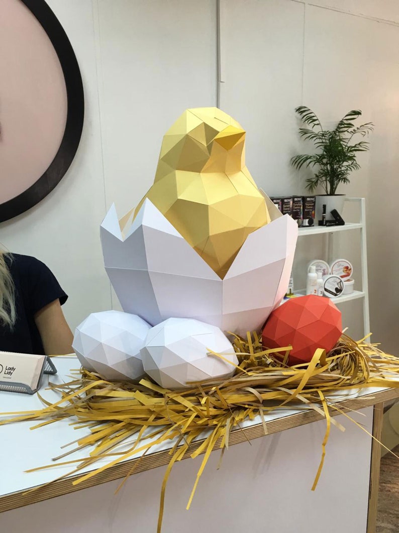 Low Poly Papercraft Chicken Gifts For Kids Easter Egg | Etsy