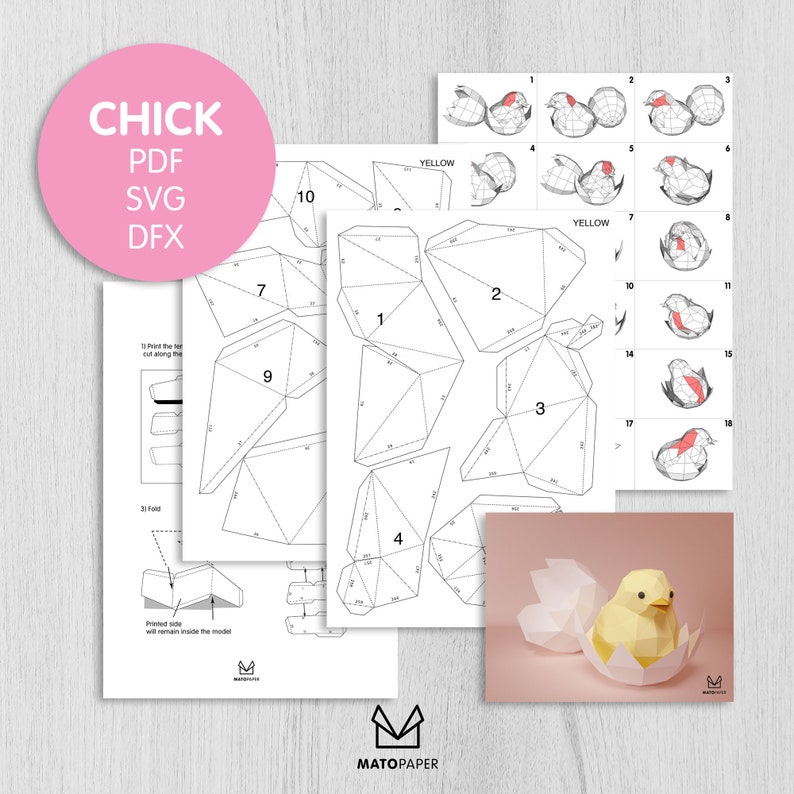 Low Poly Papercraft Chicken Gifts For Kids Easter Egg | Etsy