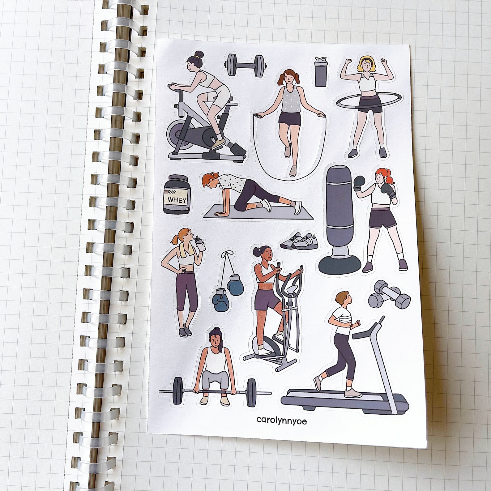 GYM EXERCISE Sticker Sheet // Aesthetic Cute Fitness Workout - Etsy ...