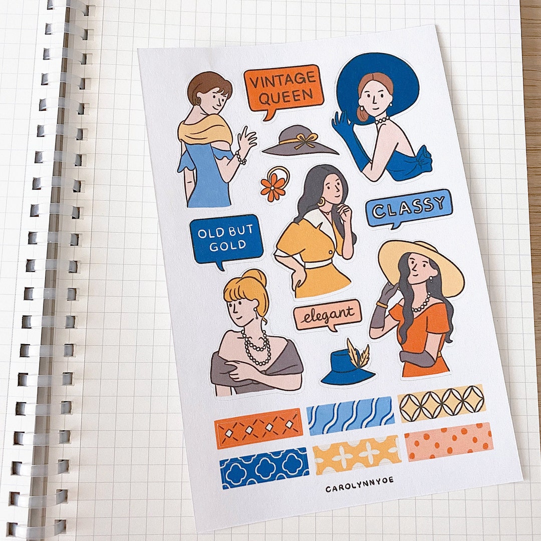 CLASSY GIRL Sticker Sheet // Aesthetic Elegant Cute Vintage Fashionable ...