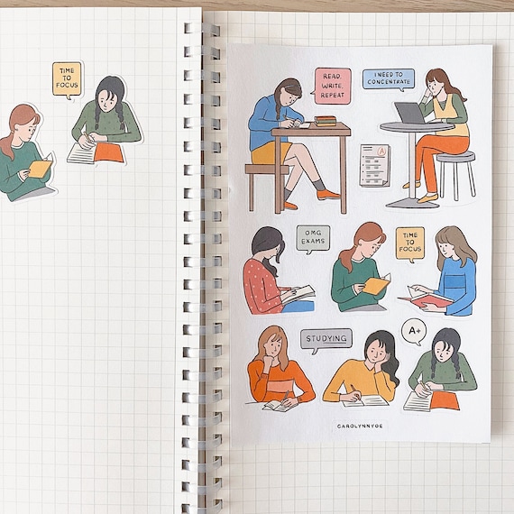 STUDY Sticker Sheet // Aesthetic Cute Studying Smart Homework - Etsy