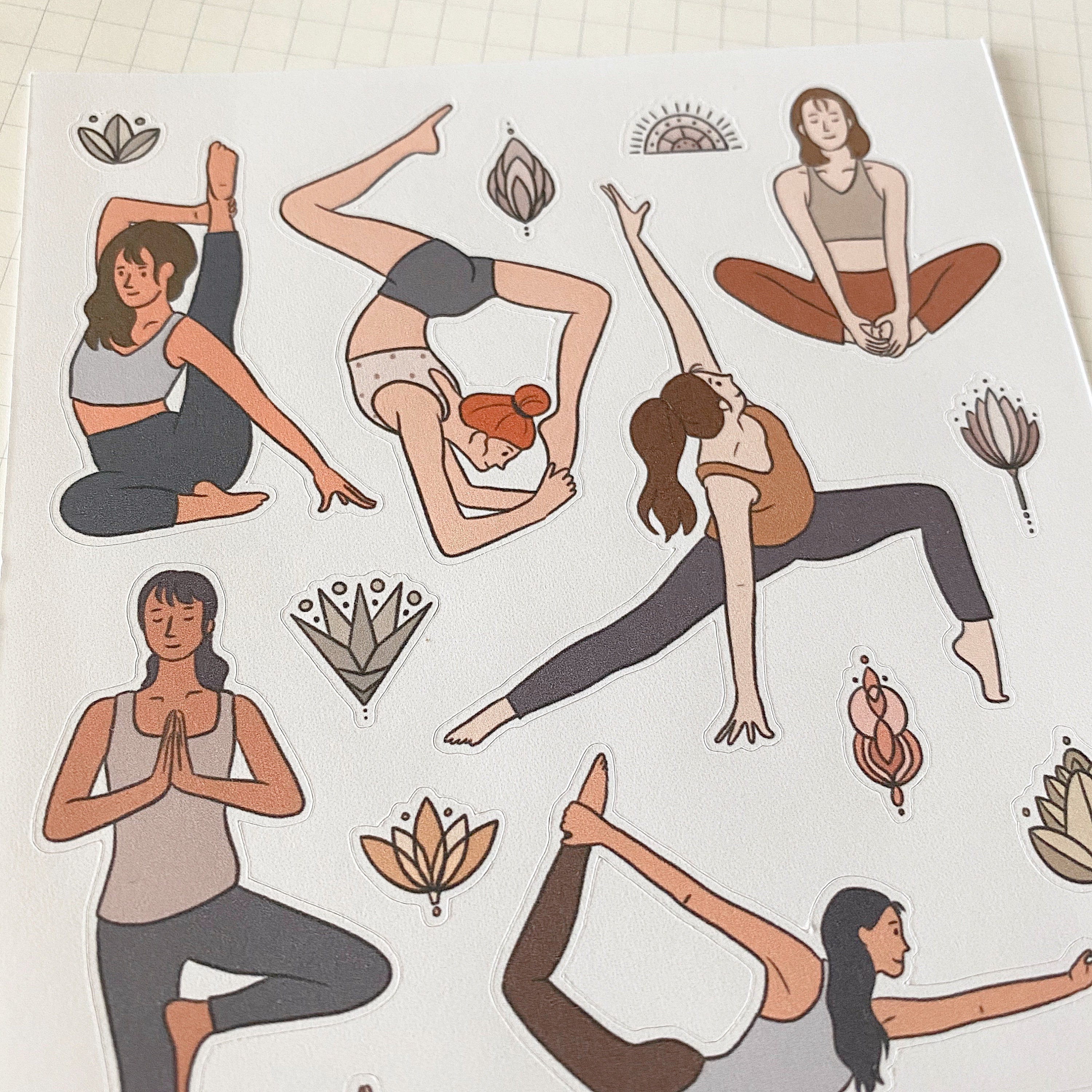 YOGA POSE Sticker Sheet // Aesthetic Cute Good Vibe Exercise - Etsy ...