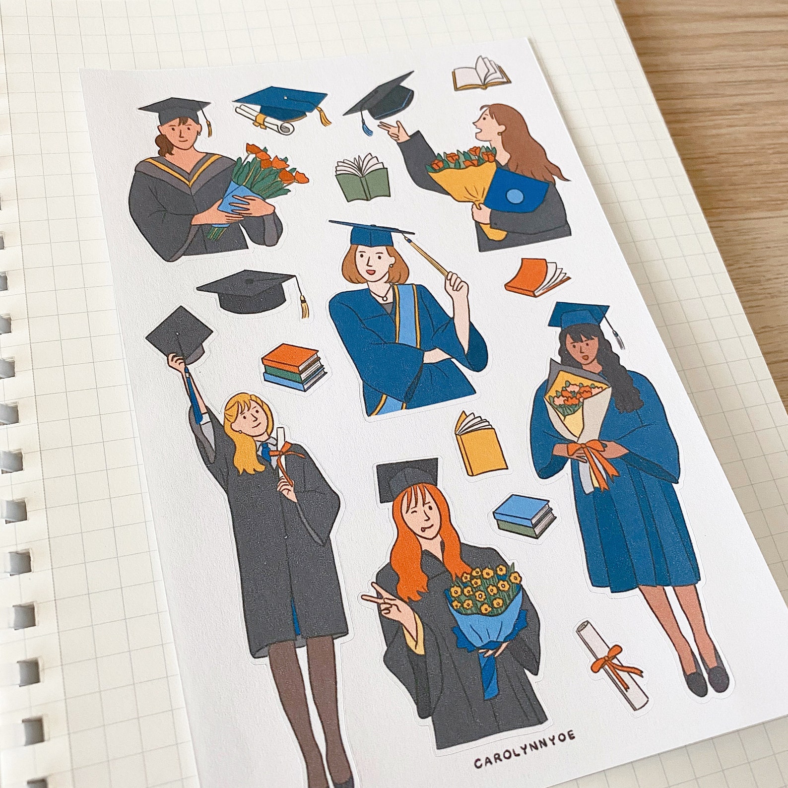 GRADUATION Sticker Sheet // Aesthetic Cute Scholar Graduate School ...