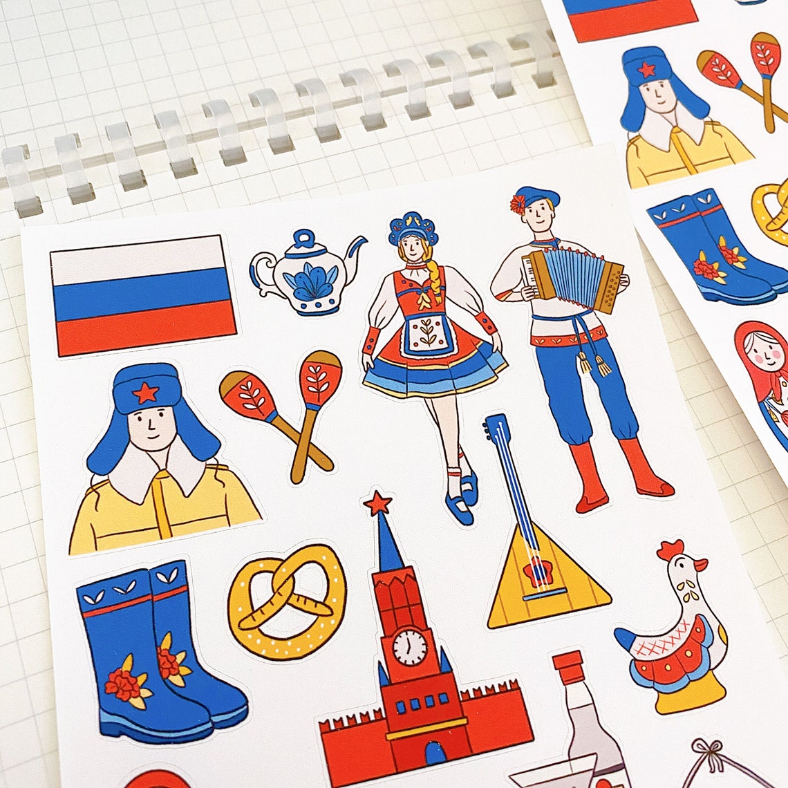 RUSSIA Sticker Sheet // Aesthetic Russian Icons Landmark | Etsy