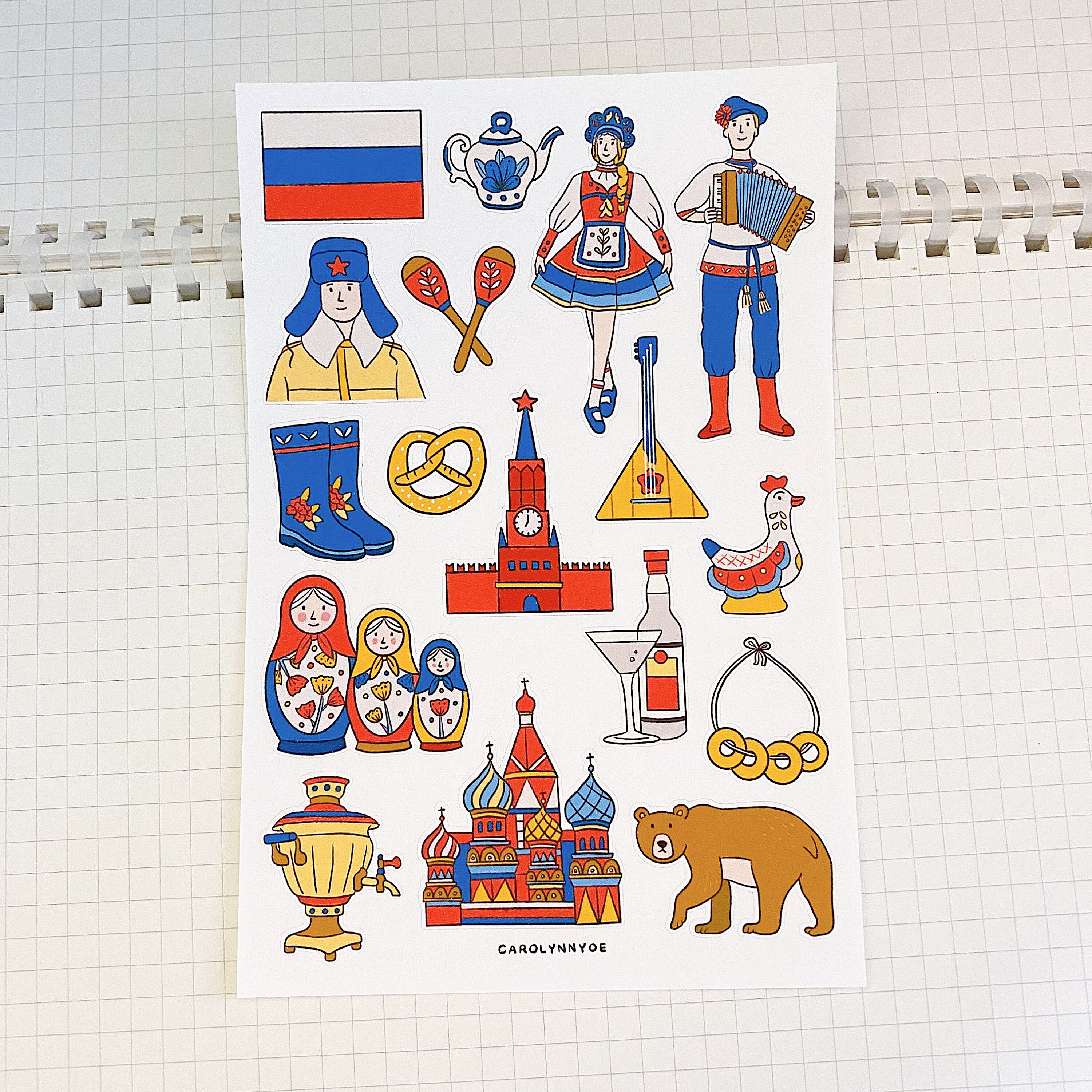 RUSSIA sticker sheet // aesthetic Russian icons landmark | Etsy