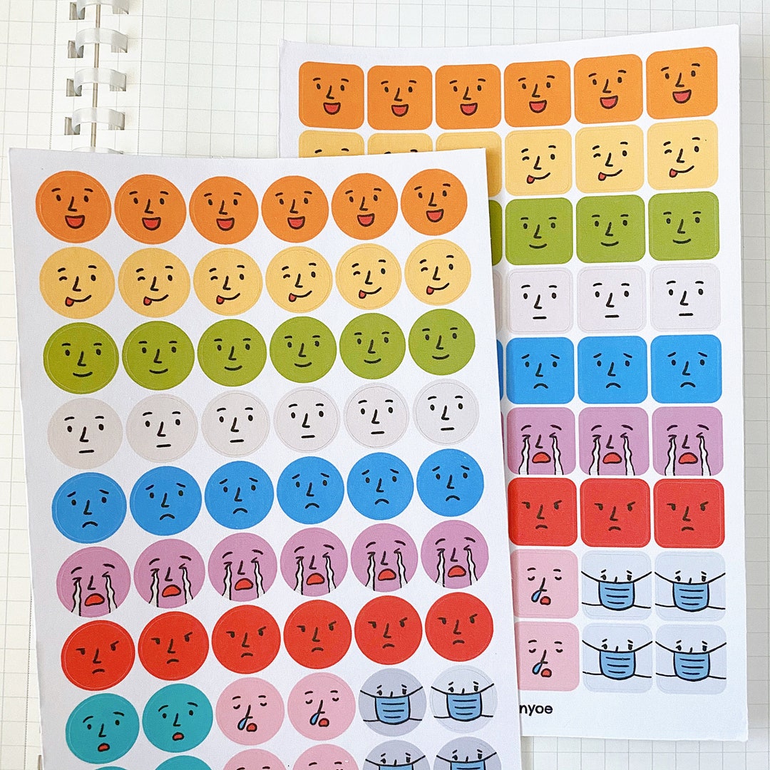 54 MOODS Mini Sticker Sheet (2 Shape Options) // Aesthetic Cute Fun ...