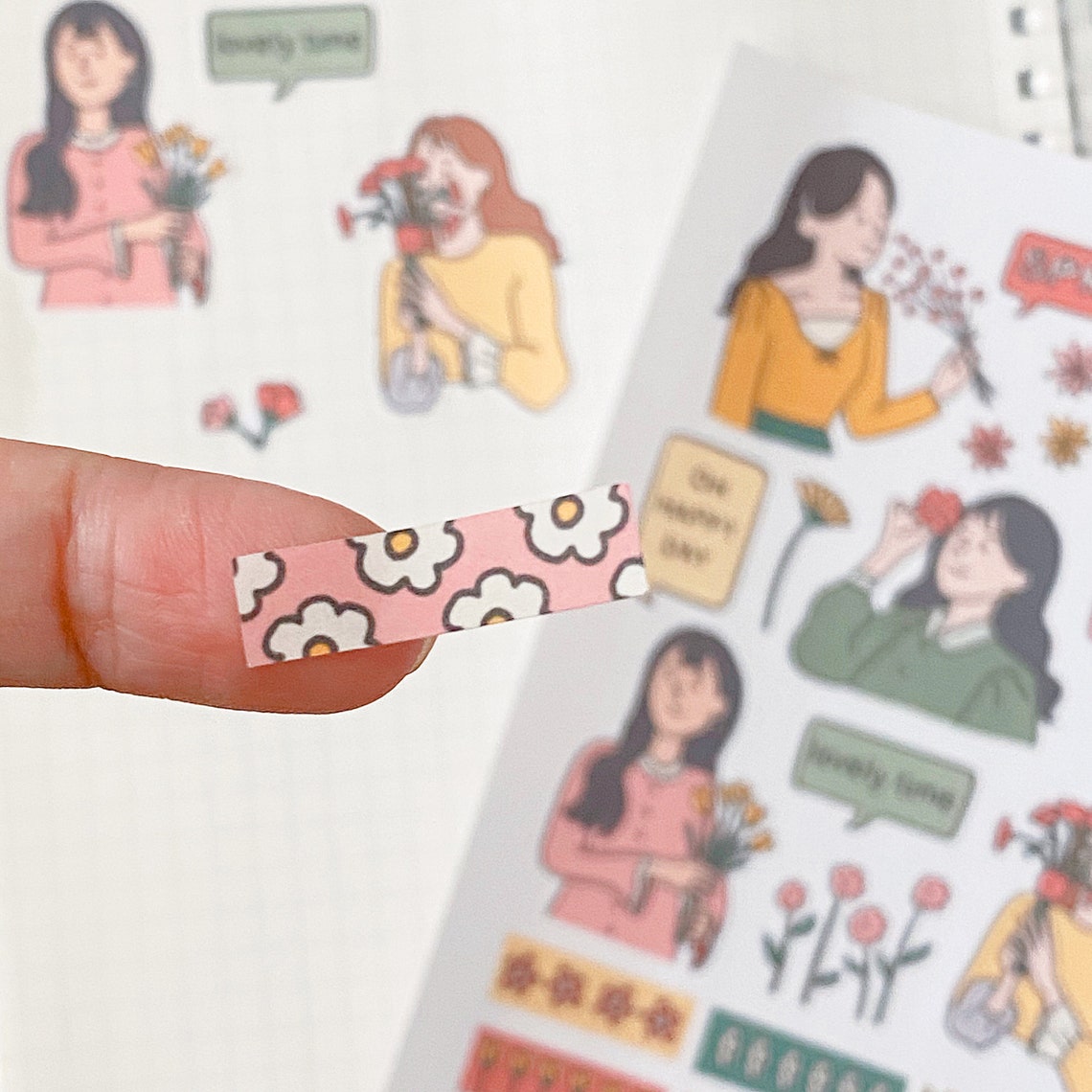 FLORAL GIRL Sticker Sheet // Aesthetic Cute Pastel Flower - Etsy Singapore