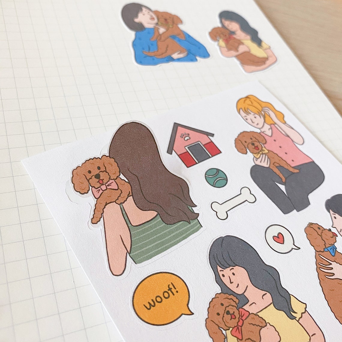 GIRL & TOY POODLE Sticker Sheet // Aesthetic Cute Mini Poodle - Etsy ...