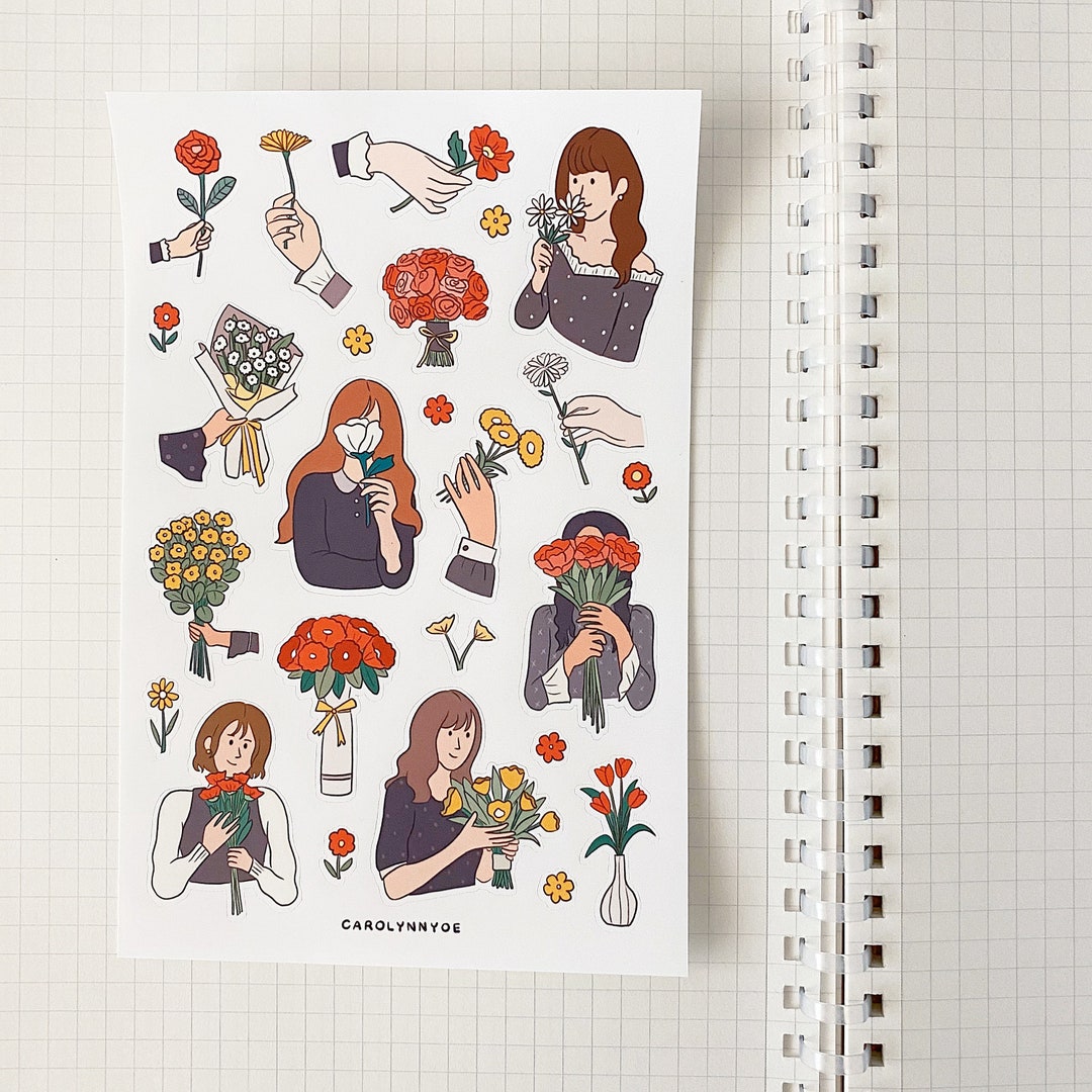 CUTE FLORIST Sticker Sheet // Aesthetic Flower Floral Arrangement ...