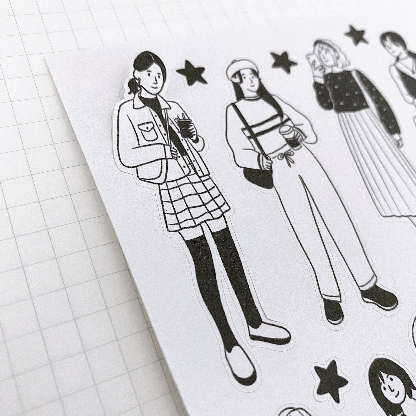 CUTE OUTFIT BW Sticker Sheet // Aesthetic Chic Fashionable Simple ...