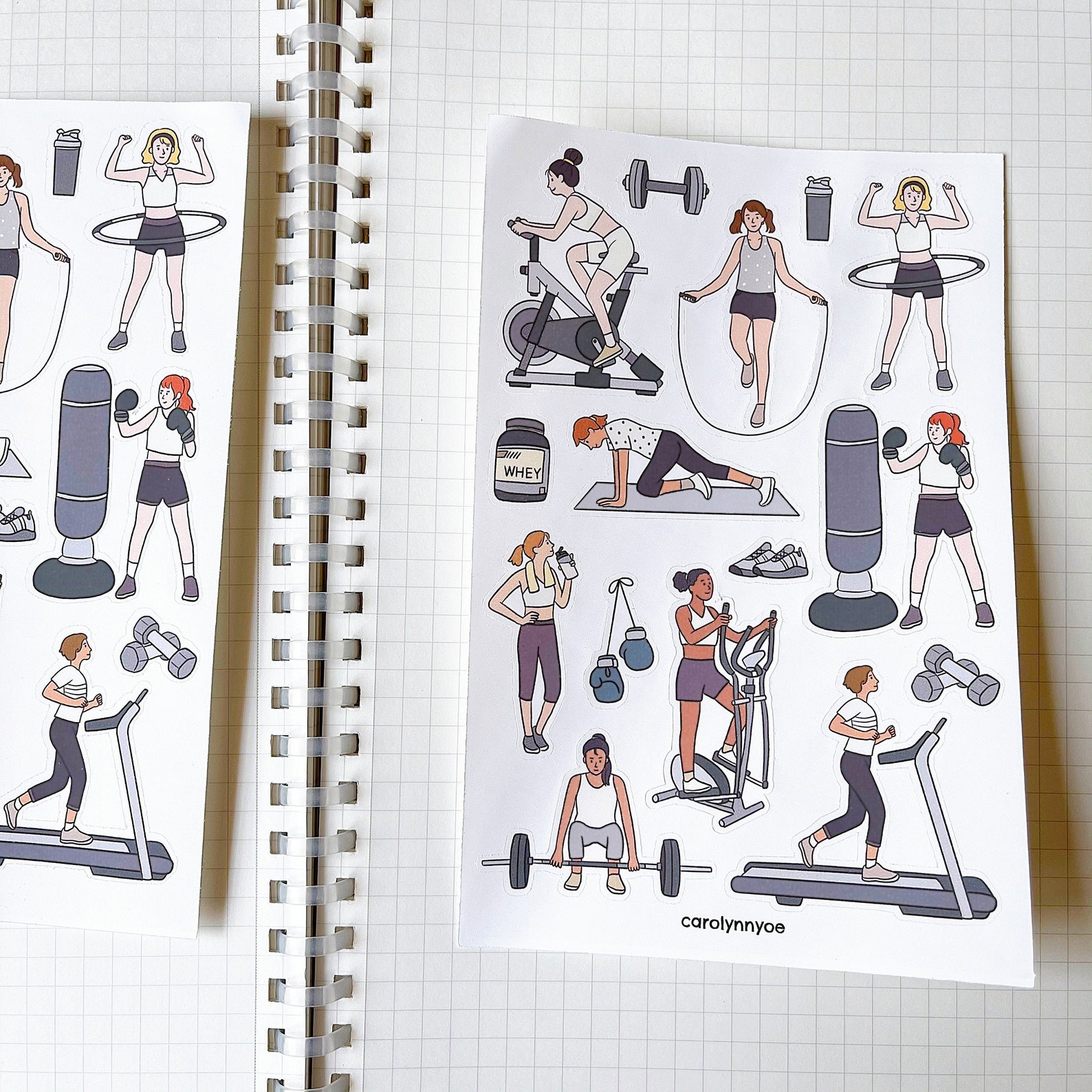 GYM EXERCISE Sticker Sheet // Aesthetic Cute Fitness Workout - Etsy