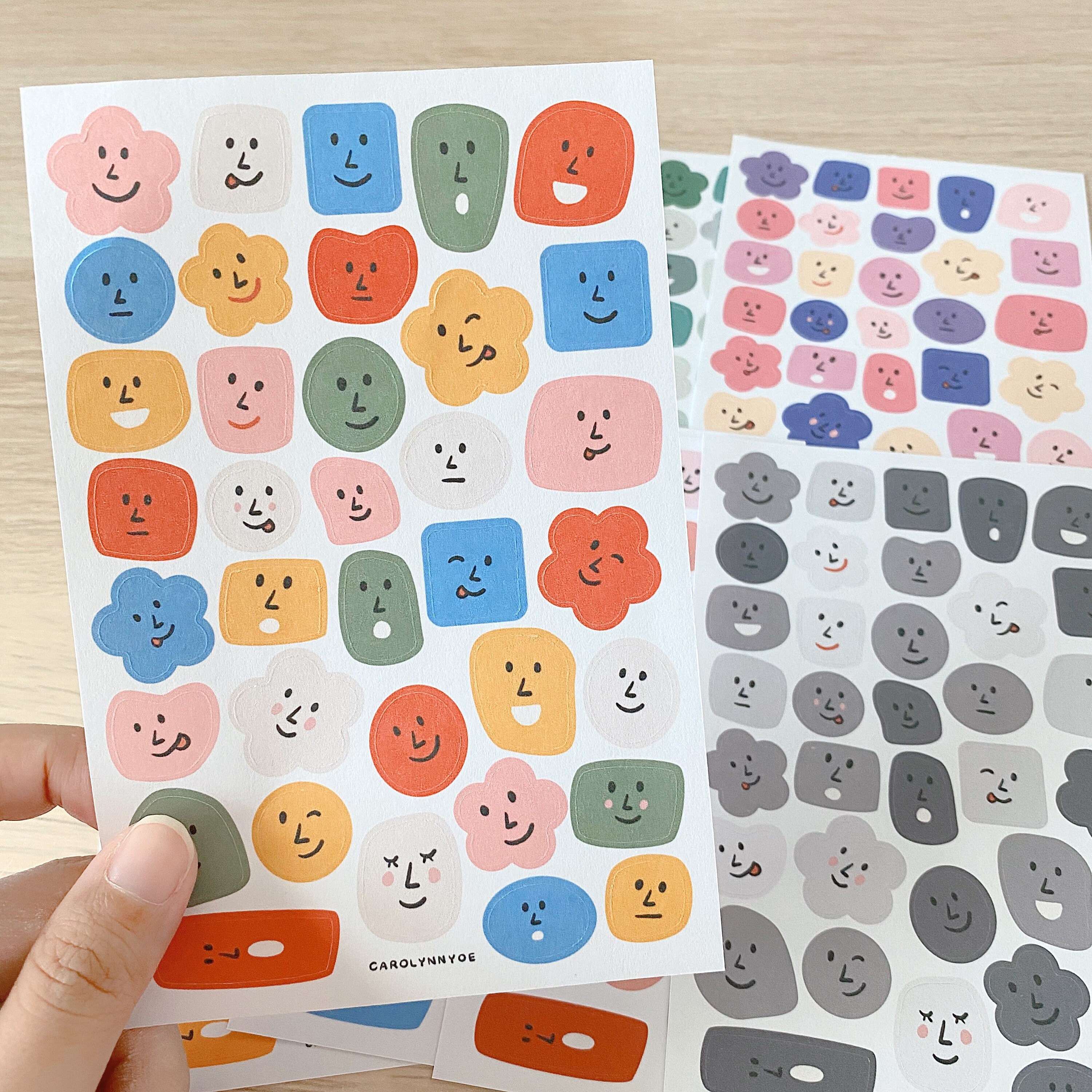 36 CUTE FACES sticker sheet 8 colour options // aesthetic | Etsy